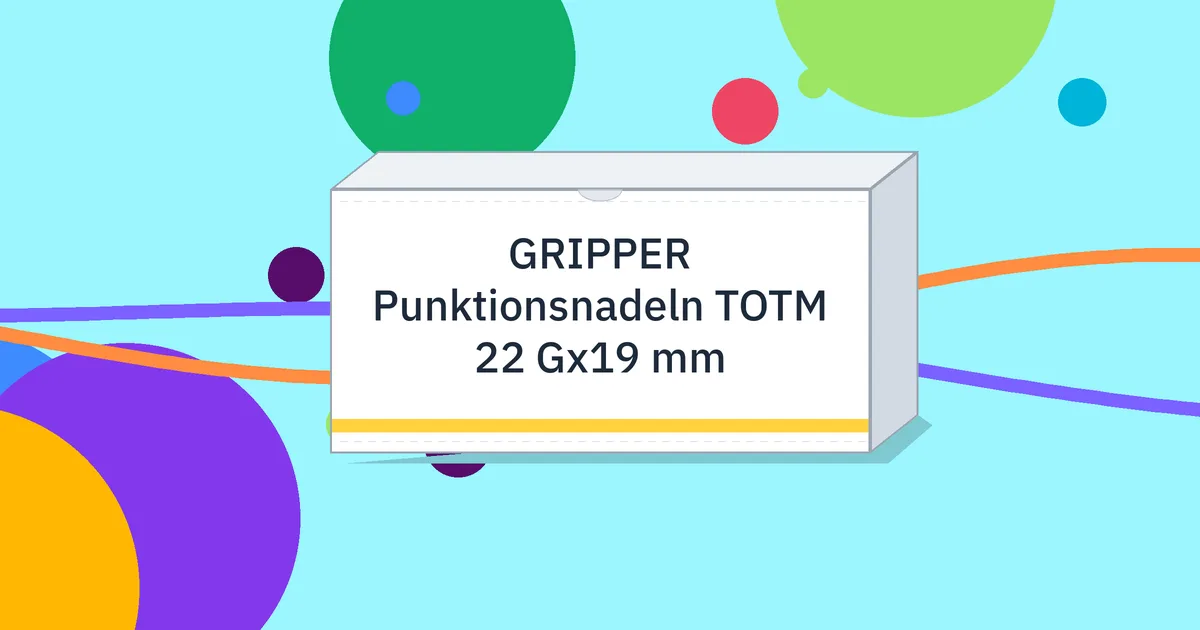 Symbolbild: Packung mit der Aufschrift GRIPPER Punktionsnadeln TOTM 22 Gx19 mm (PZN 04481545) – Verfügbarkeit und Bezug in Apotheken in Frankfurt am Main