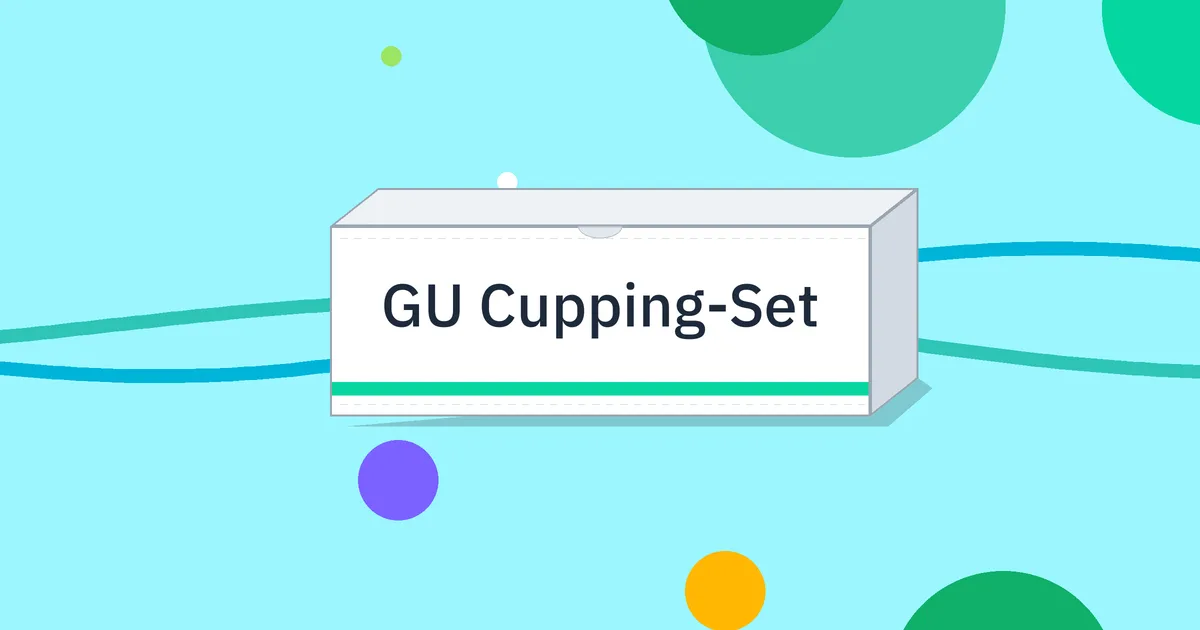 Symbolbild: Packung mit der Aufschrift GU Cupping-Set (PZN 16904376) – Verfügbarkeit und Bezug in Apotheken in Frankfurt am Main