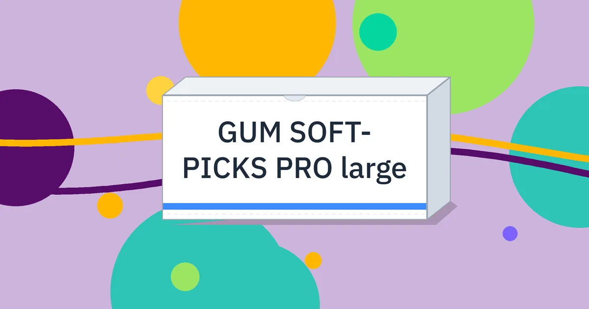 Symbolbild: Packung mit der Aufschrift GUM SOFT-PICKS PRO large (PZN 18468293) – Verfügbarkeit und Bezug in Apotheken in Frankfurt am Main