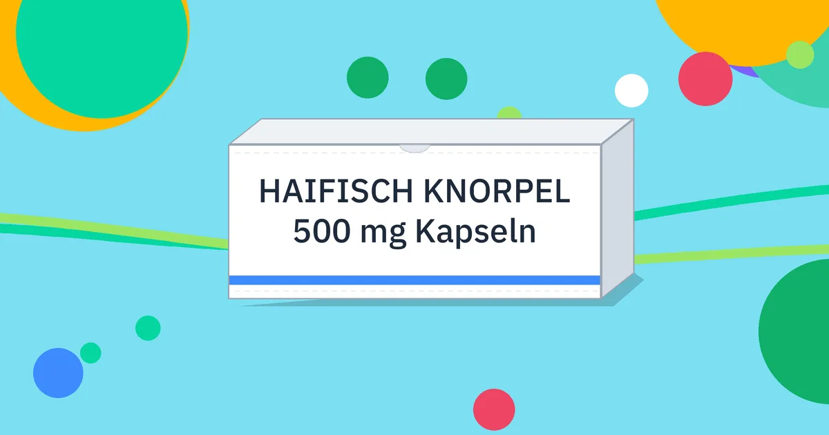 Symbolbild: Packung mit der Aufschrift HAIFISCH KNORPEL 500 mg Kapseln (PZN 04754581) – Verfügbarkeit und Bezug in Apotheken in Frankfurt am Main