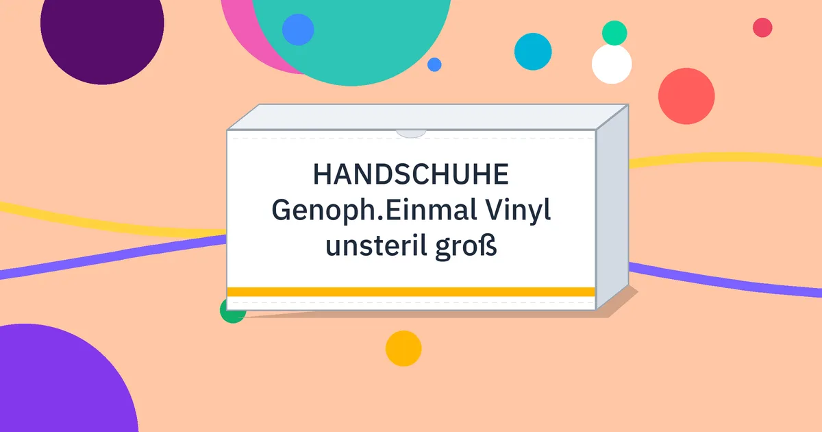 Symbolbild: Packung mit der Aufschrift HANDSCHUHE Genoph.Einmal Vinyl unsteril groß (PZN 03404413) – Verfügbarkeit und Bezug in Apotheken in Frankfurt am Main