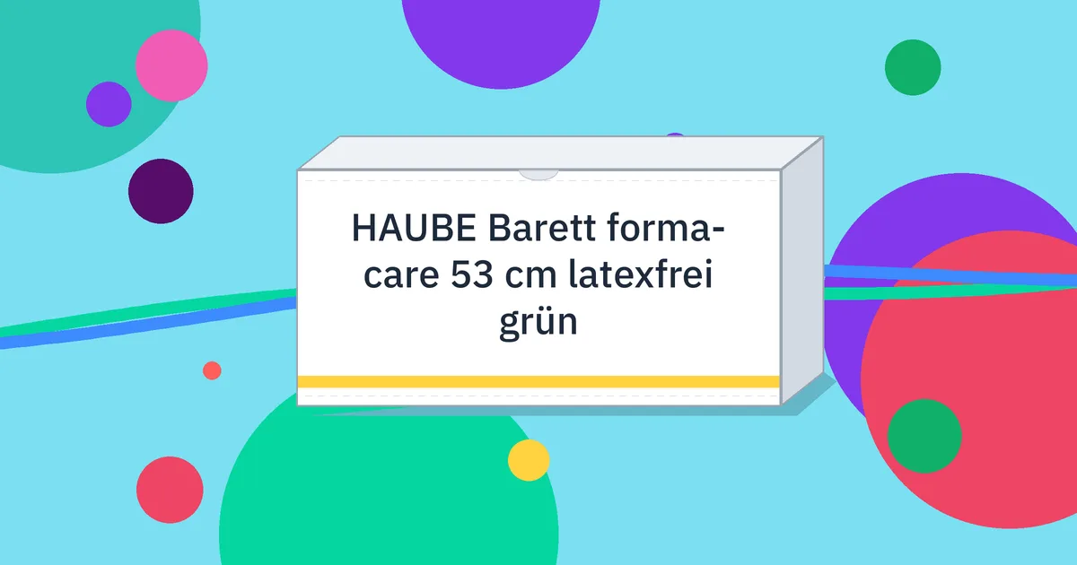 Symbolbild: Packung mit der Aufschrift HAUBE Barett forma-care 53 cm latexfrei grün (PZN 12373019) – Verfügbarkeit und Bezug in Apotheken in Frankfurt am Main