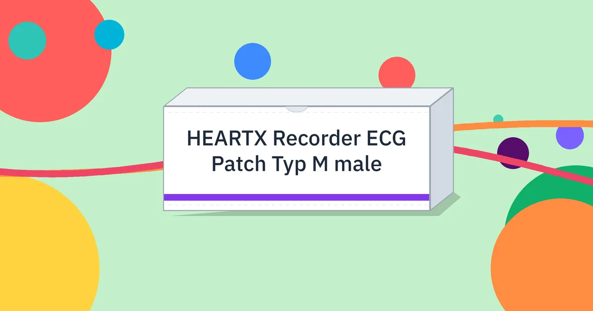 Symbolbild: Packung mit der Aufschrift HEARTX Recorder ECG Patch Typ M male (PZN 20410645) – Verfügbarkeit und Bezug in Apotheken in Frankfurt am Main