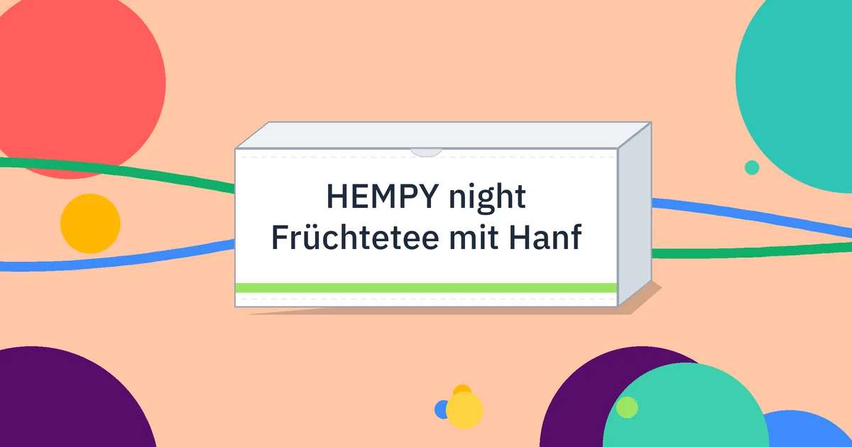 Symbolbild: Packung mit der Aufschrift HEMPY night Früchtetee mit Hanf (PZN 19845792) – Verfügbarkeit und Bezug in Apotheken in Frankfurt am Main