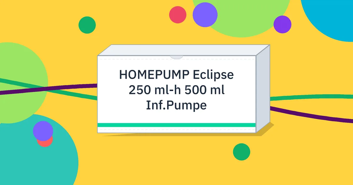 Symbolbild: Packung mit der Aufschrift HOMEPUMP Eclipse 250 ml-h 500 ml Inf.Pumpe (PZN 10625787) – Verfügbarkeit und Bezug in Apotheken in Frankfurt am Main