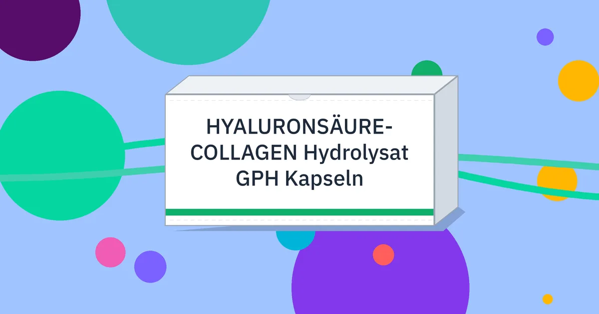 Symbolbild: Packung mit der Aufschrift HYALURONSÄURE-COLLAGEN Hydrolysat GPH Kapseln (PZN 09323868) – Verfügbarkeit und Bezug in Apotheken in Frankfurt am Main