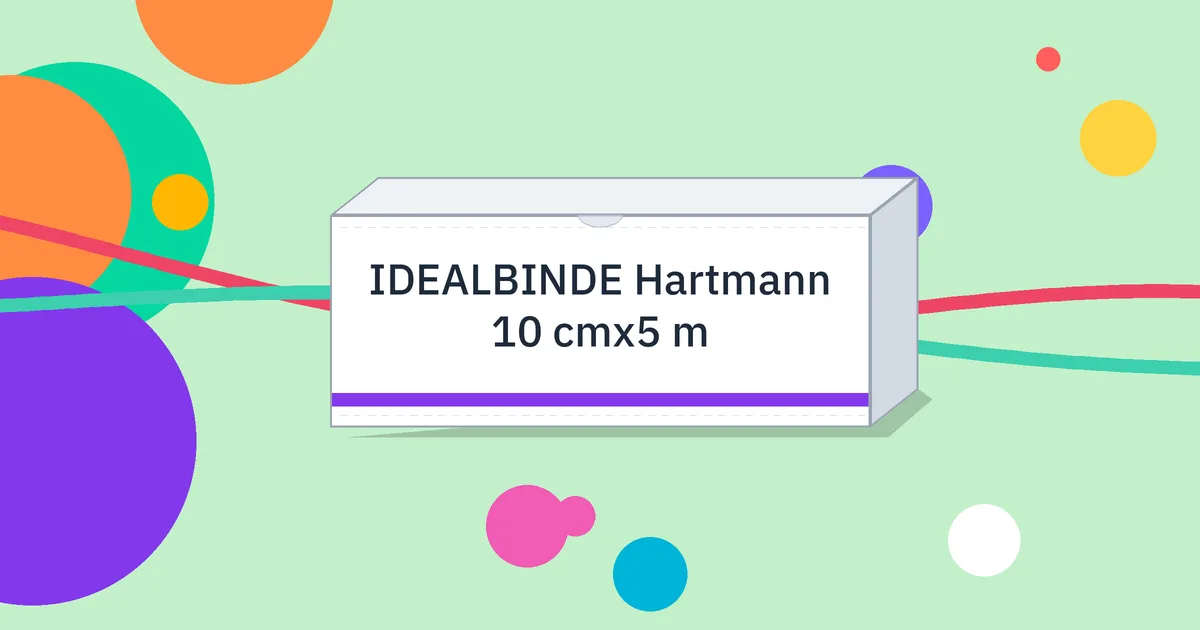 Symbolbild: Packung mit der Aufschrift IDEALBINDE Hartmann 10 cmx5 m (PZN 00516100) – Verfügbarkeit und Bezug in Apotheken in Frankfurt am Main