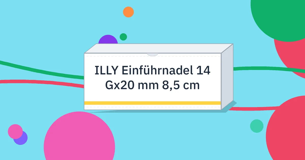 Symbolbild: Packung mit der Aufschrift ILLY Einführnadel 14 Gx20 mm 8,5 cm (PZN 16921133) – Verfügbarkeit und Bezug in Apotheken in Frankfurt am Main