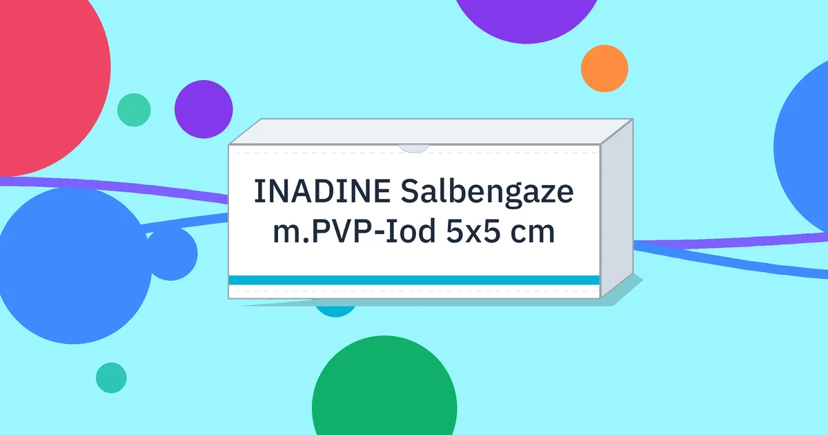 Symbolbild: Packung mit der Aufschrift INADINE Salbengaze m.PVP-Iod 5x5 cm (PZN 07584205) – Verfügbarkeit und Bezug in Apotheken in Frankfurt am Main