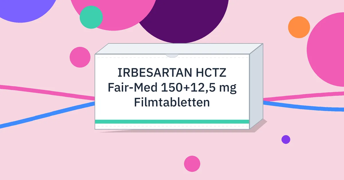 Symbolbild: Packung mit der Aufschrift IRBESARTAN HCTZ Fair-Med 150+12,5 mg Filmtabletten (PZN 13245861) – Verfügbarkeit und Bezug in Apotheken in Frankfurt am Main