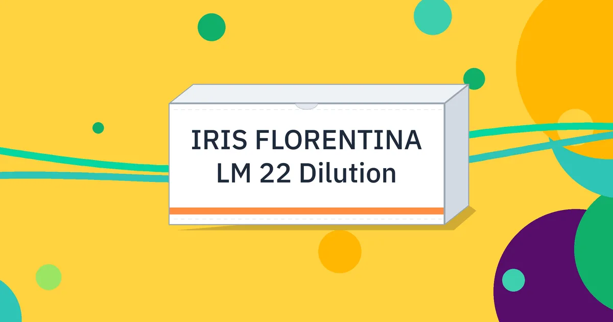 Symbolbild: Packung mit der Aufschrift IRIS FLORENTINA LM 22 Dilution (PZN 13561059) – Verfügbarkeit und Bezug in Apotheken in Frankfurt am Main