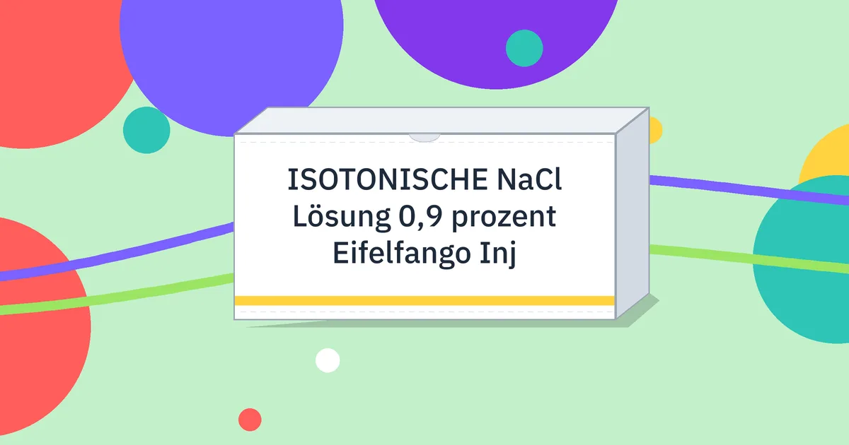 Symbolbild: Packung mit der Aufschrift ISOTONISCHE NaCl Lösung 0,9 prozent Eifelfango Inj (PZN 00875514) – Verfügbarkeit und Bezug in Apotheken in Frankfurt am Main