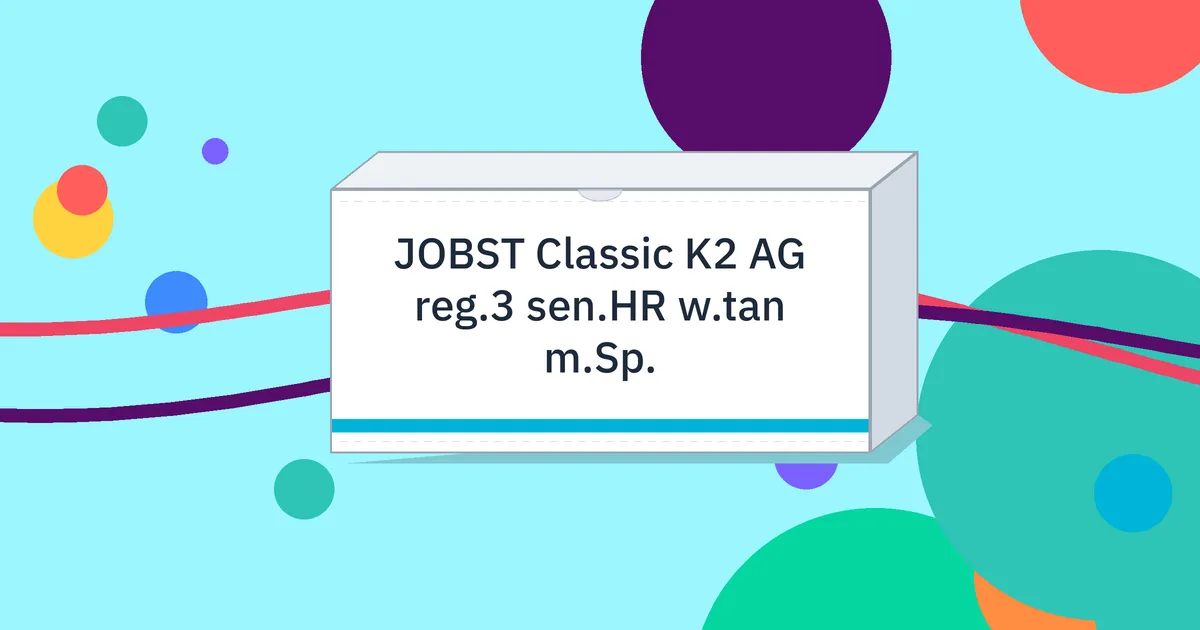 Symbolbild: Packung mit der Aufschrift JOBST Classic K2 AG reg.3 sen.HR w.tan m.Sp. (PZN 17960862) – Verfügbarkeit und Bezug in Apotheken in Frankfurt am Main