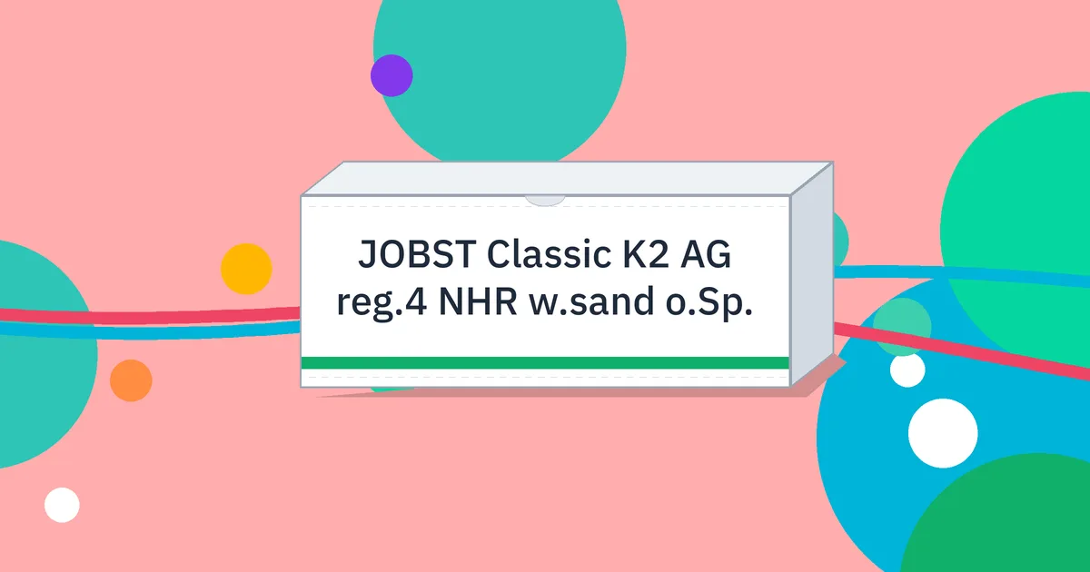 Symbolbild: Packung mit der Aufschrift JOBST Classic K2 AG reg.4 NHR w.sand o.Sp. (PZN 10727364) – Verfügbarkeit und Bezug in Apotheken in Frankfurt am Main