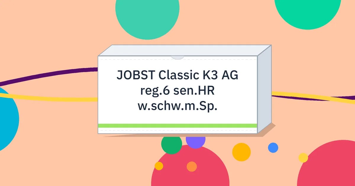 Symbolbild: Packung mit der Aufschrift JOBST Classic K3 AG reg.6 sen.HR w.schw.m.Sp. (PZN 17957848) – Verfügbarkeit und Bezug in Apotheken in Frankfurt am Main
