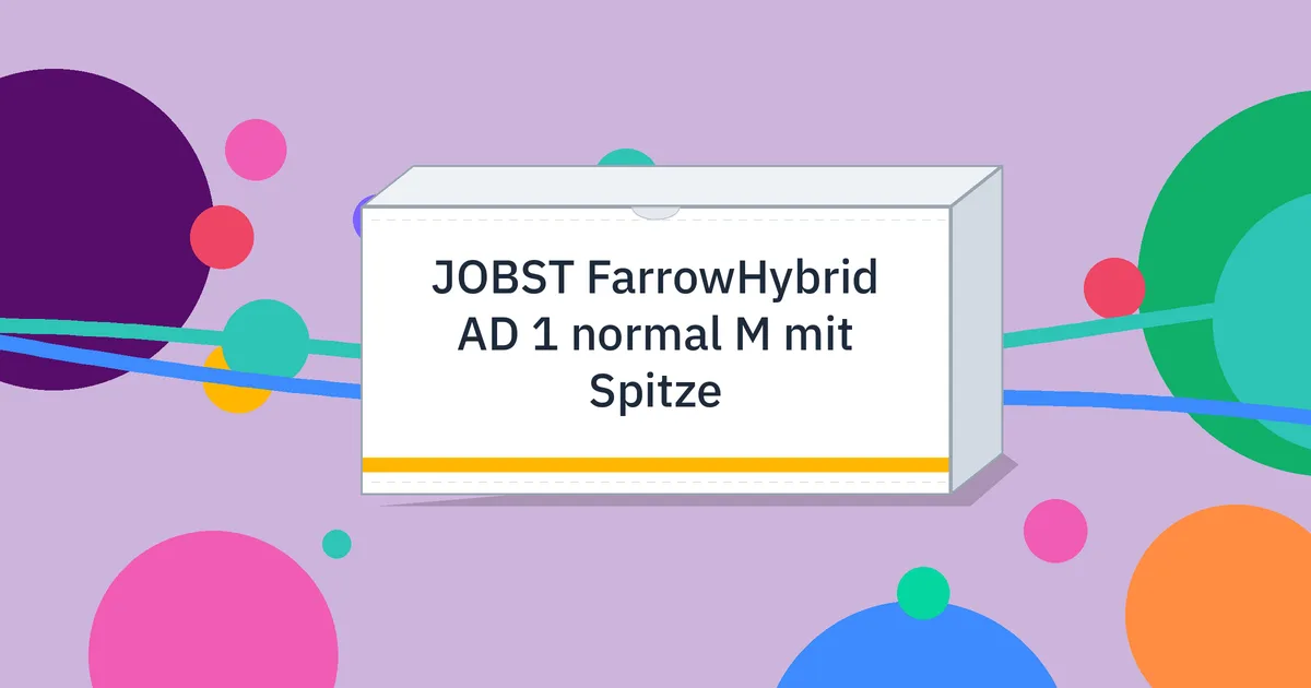 Symbolbild: Packung mit der Aufschrift JOBST FarrowHybrid AD 1 normal M mit Spitze (PZN 13869283) – Verfügbarkeit und Bezug in Apotheken in Frankfurt am Main