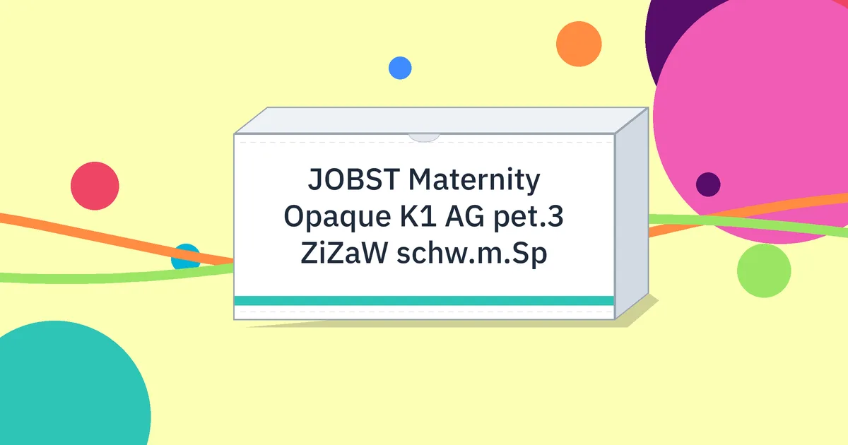 Symbolbild: Packung mit der Aufschrift JOBST Maternity Opaque K1 AG pet.3 ZiZaW schw.m.Sp (PZN 15852743) – Verfügbarkeit und Bezug in Apotheken in Frankfurt am Main