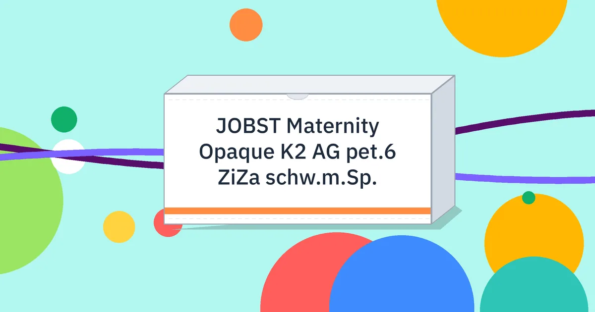 Symbolbild: Packung mit der Aufschrift JOBST Maternity Opaque K2 AG pet.6 ZiZa schw.m.Sp. (PZN 15853814) – Verfügbarkeit und Bezug in Apotheken in Frankfurt am Main