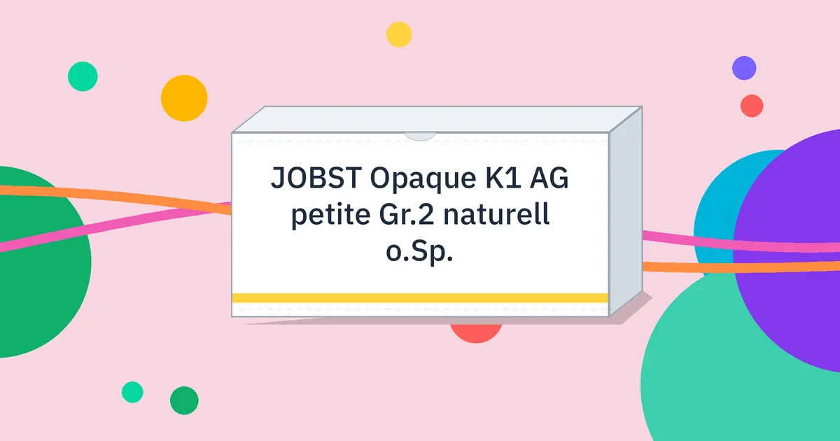 Symbolbild: Packung mit der Aufschrift JOBST Opaque K1 AG petite Gr.2 naturell o.Sp. (PZN 13088700) – Verfügbarkeit und Bezug in Apotheken in Frankfurt am Main