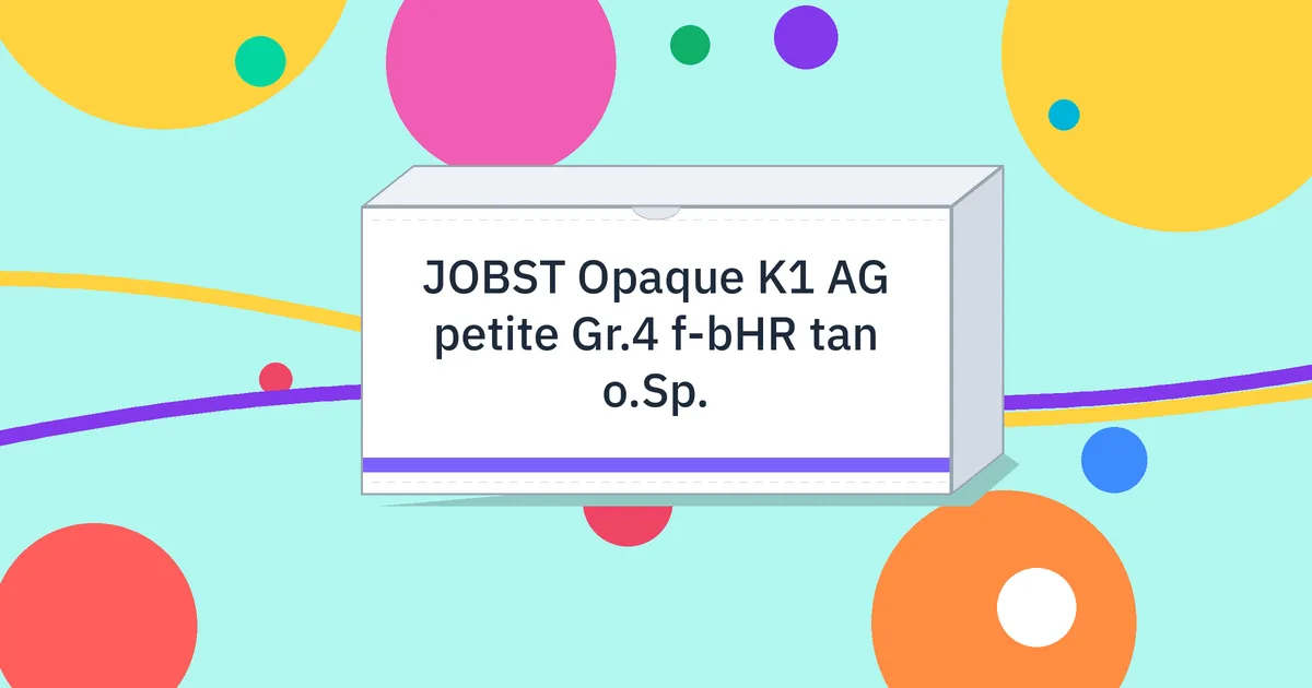 Symbolbild: Packung mit der Aufschrift JOBST Opaque K1 AG petite Gr.4 f-bHR tan o.Sp. (PZN 16269572) – Verfügbarkeit und Bezug in Apotheken in Frankfurt am Main