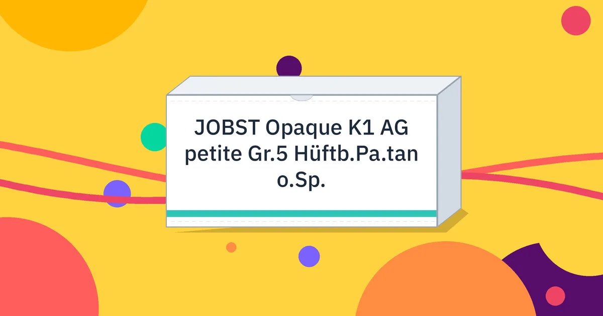 Symbolbild: Packung mit der Aufschrift JOBST Opaque K1 AG petite Gr.5 Hüftb.Pa.tan o.Sp. (PZN 16273674) – Verfügbarkeit und Bezug in Apotheken in Frankfurt am Main
