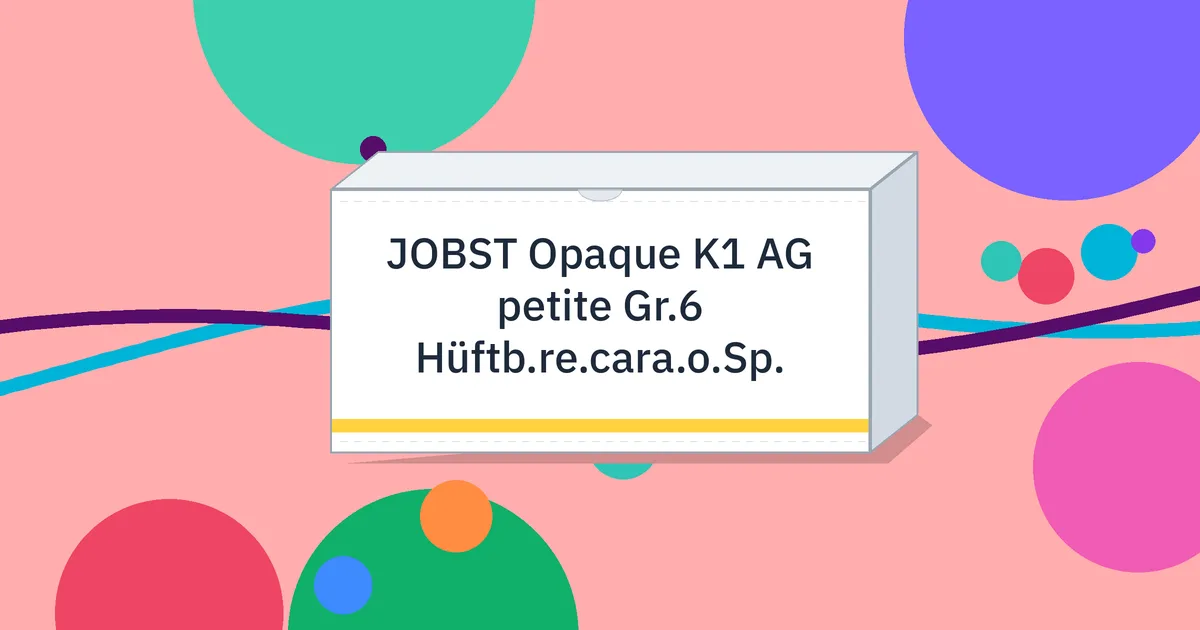 Symbolbild: Packung mit der Aufschrift JOBST Opaque K1 AG petite Gr.6 Hüftb.re.cara.o.Sp. (PZN 13099419) – Verfügbarkeit und Bezug in Apotheken in Frankfurt am Main