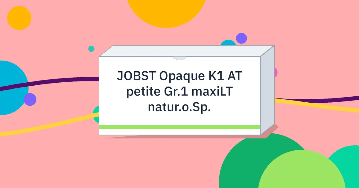 Symbolbild: Packung mit der Aufschrift JOBST Opaque K1 AT petite Gr.1 maxiLT natur.o.Sp. (PZN 13103227) – Verfügbarkeit und Bezug in Apotheken in Frankfurt am Main