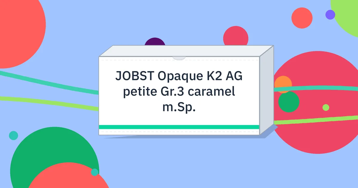 Symbolbild: Packung mit der Aufschrift JOBST Opaque K2 AG petite Gr.3 caramel m.Sp. (PZN 13111824) – Verfügbarkeit und Bezug in Apotheken in Frankfurt am Main