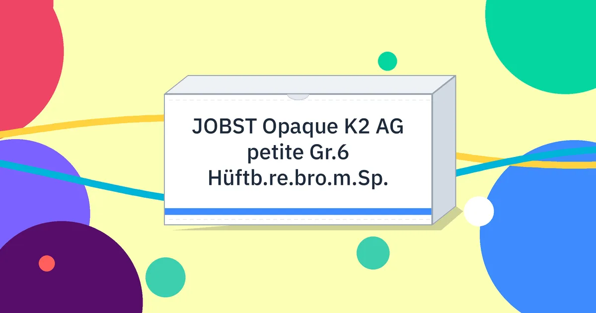 Symbolbild: Packung mit der Aufschrift JOBST Opaque K2 AG petite Gr.6 Hüftb.re.bro.m.Sp. (PZN 13114952) – Verfügbarkeit und Bezug in Apotheken in Frankfurt am Main