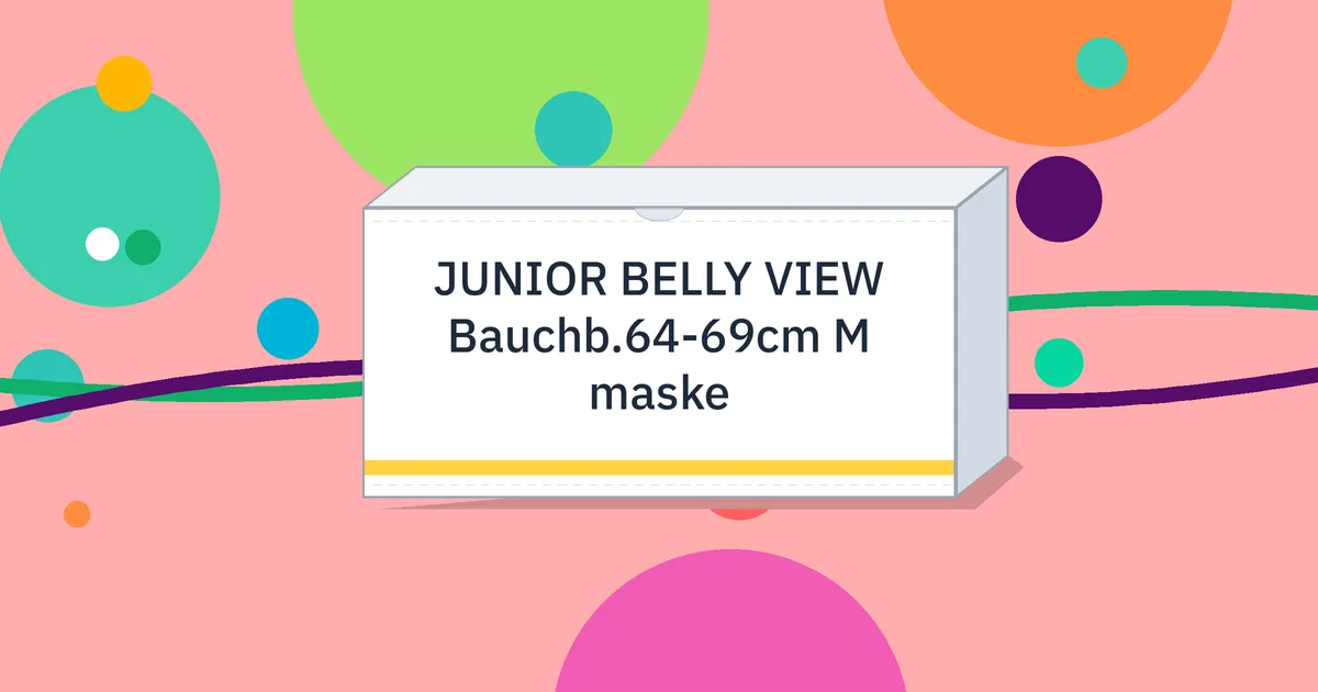 Symbolbild: Packung mit der Aufschrift JUNIOR BELLY VIEW Bauchb.64-69cm M maske (PZN 16537771) – Verfügbarkeit und Bezug in Apotheken in Frankfurt am Main