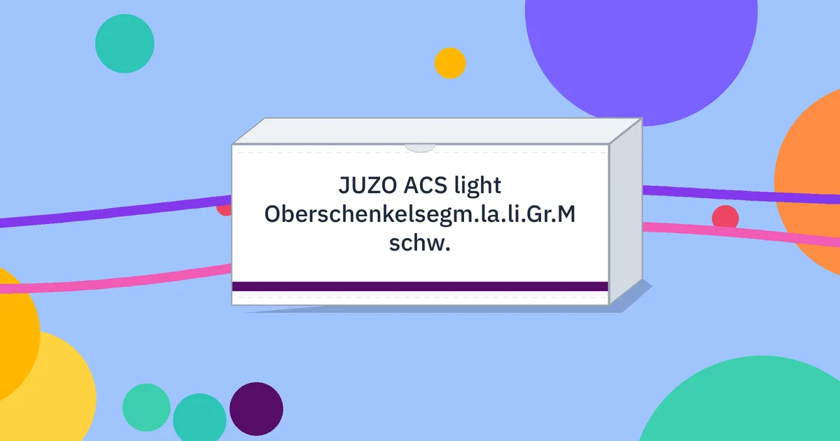 Symbolbild: Packung mit der Aufschrift JUZO ACS light Oberschenkelsegm.la.li.Gr.M schw. (PZN 13575937) – Verfügbarkeit und Bezug in Apotheken in Frankfurt am Main