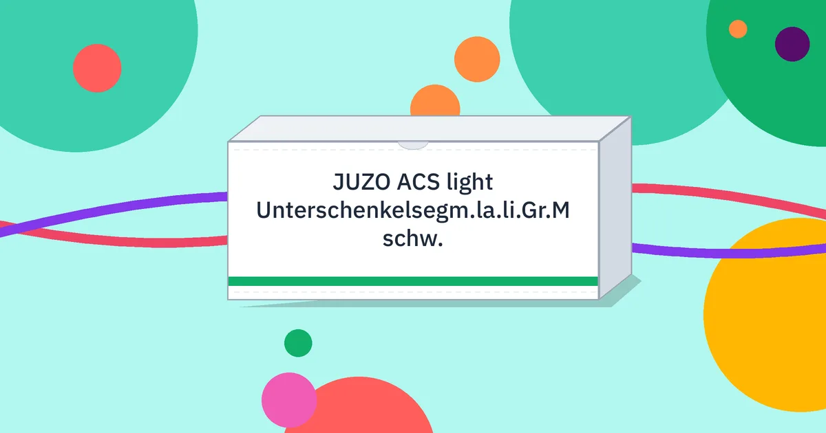 Symbolbild: Packung mit der Aufschrift JUZO ACS light Unterschenkelsegm.la.li.Gr.M schw. (PZN 13575713) – Verfügbarkeit und Bezug in Apotheken in Frankfurt am Main