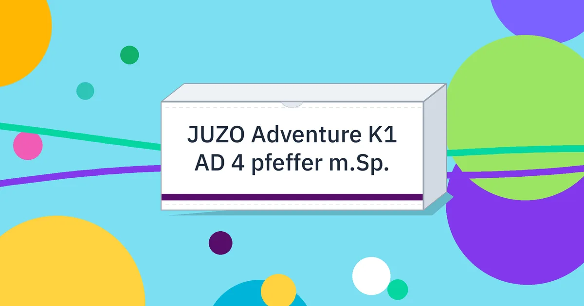 Symbolbild: Packung mit der Aufschrift JUZO Adventure K1 AD 4 pfeffer m.Sp. (PZN 14971670) – Verfügbarkeit und Bezug in Apotheken in Frankfurt am Main