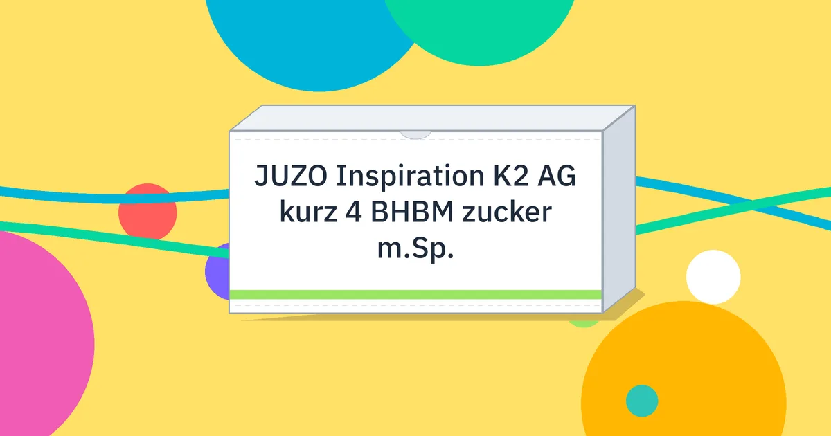 Symbolbild: Packung mit der Aufschrift JUZO Inspiration K2 AG kurz 4 BHBM zucker m.Sp. (PZN 14875162) – Verfügbarkeit und Bezug in Apotheken in Frankfurt am Main