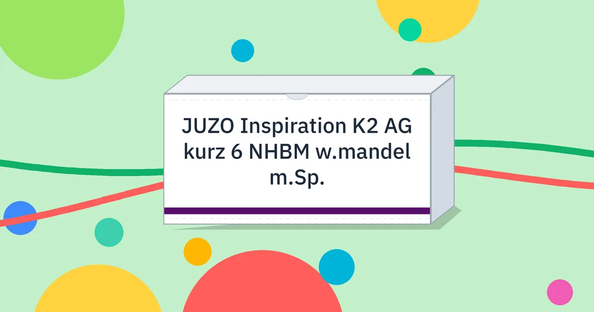 Symbolbild: Packung mit der Aufschrift JUZO Inspiration K2 AG kurz 6 NHBM w.mandel m.Sp. (PZN 14923607) – Verfügbarkeit und Bezug in Apotheken in Frankfurt am Main