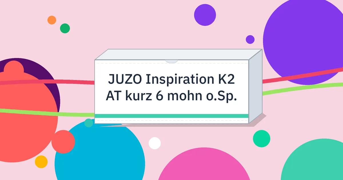 Symbolbild: Packung mit der Aufschrift JUZO Inspiration K2 AT kurz 6 mohn o.Sp. (PZN 14931647) – Verfügbarkeit und Bezug in Apotheken in Frankfurt am Main