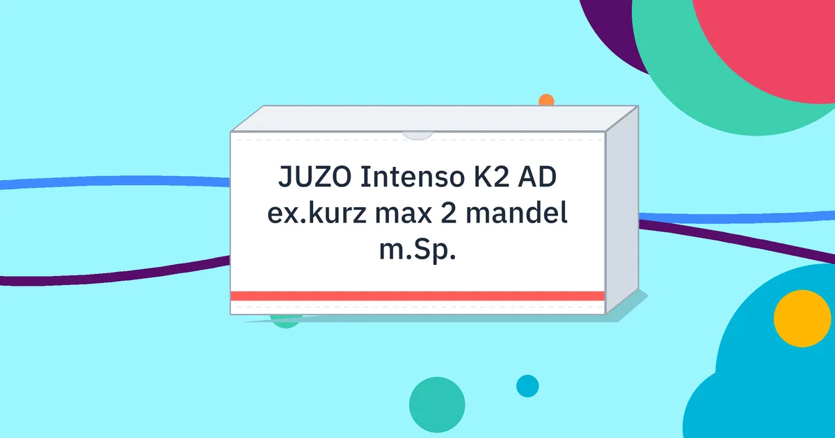 Symbolbild: Packung mit der Aufschrift JUZO Intenso K2 AD ex.kurz max 2 mandel m.Sp. (PZN 18606950) – Verfügbarkeit und Bezug in Apotheken in Frankfurt am Main