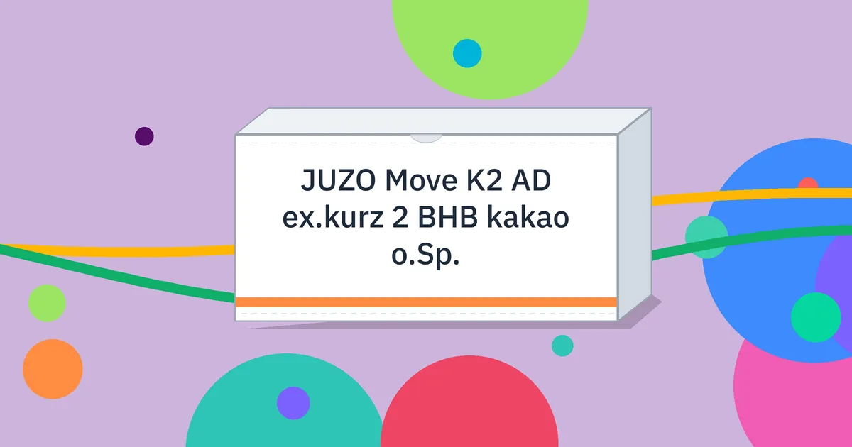 Symbolbild: Packung mit der Aufschrift JUZO Move K2 AD ex.kurz 2 BHB kakao o.Sp. (PZN 18542701) – Verfügbarkeit und Bezug in Apotheken in Frankfurt am Main