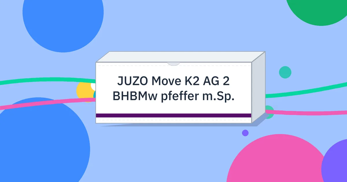 Symbolbild: Packung mit der Aufschrift JUZO Move K2 AG 2 BHBMw pfeffer m.Sp. (PZN 16649731) – Verfügbarkeit und Bezug in Apotheken in Frankfurt am Main
