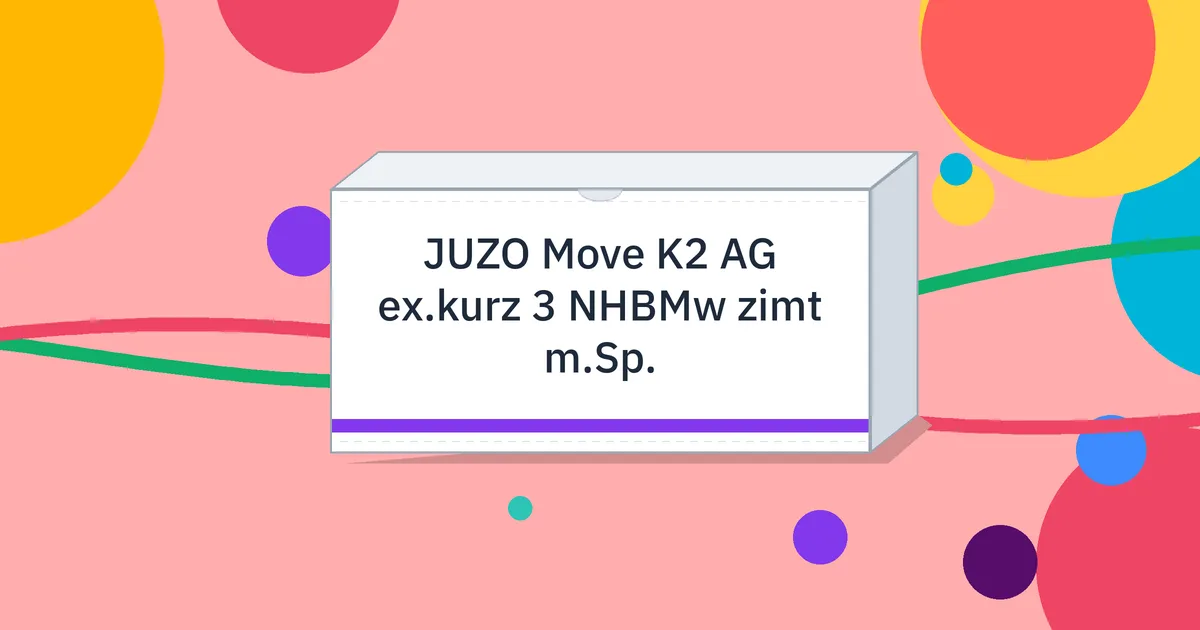 Symbolbild: Packung mit der Aufschrift JUZO Move K2 AG ex.kurz 3 NHBMw zimt m.Sp. (PZN 18531413) – Verfügbarkeit und Bezug in Apotheken in Frankfurt am Main