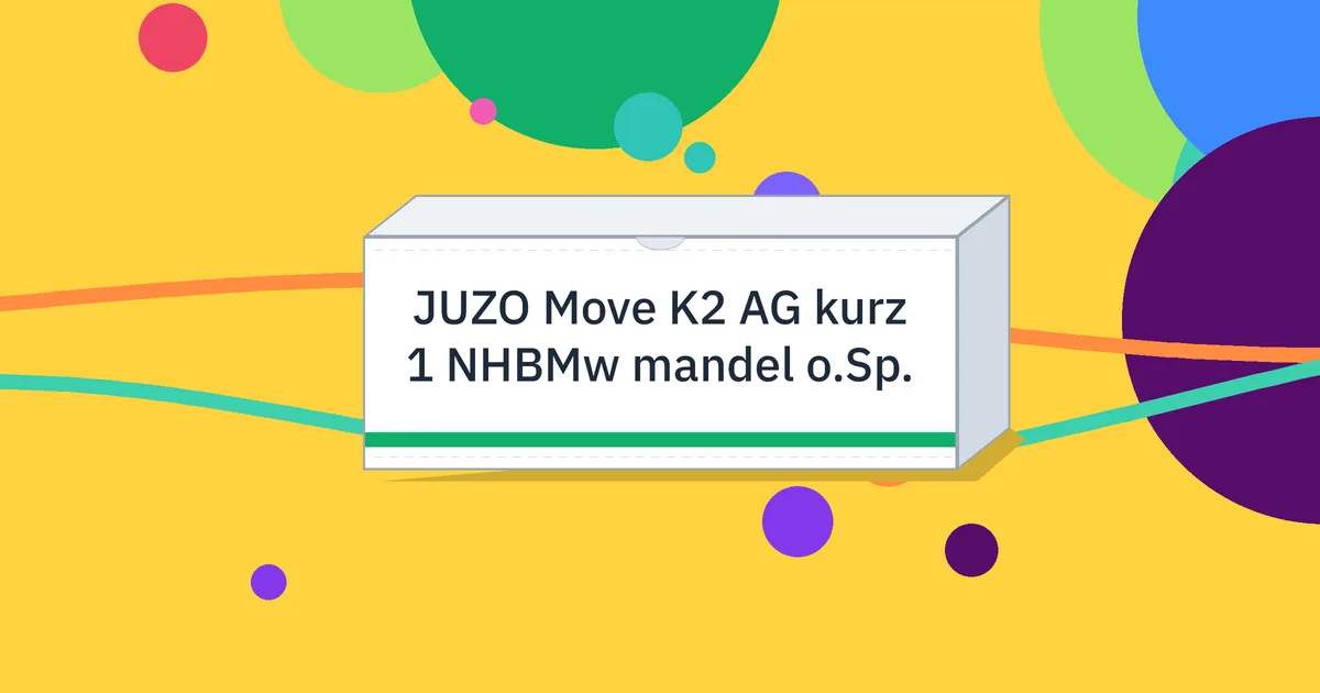 Symbolbild: Packung mit der Aufschrift JUZO Move K2 AG kurz 1 NHBMw mandel o.Sp. (PZN 16644685) – Verfügbarkeit und Bezug in Apotheken in Frankfurt am Main
