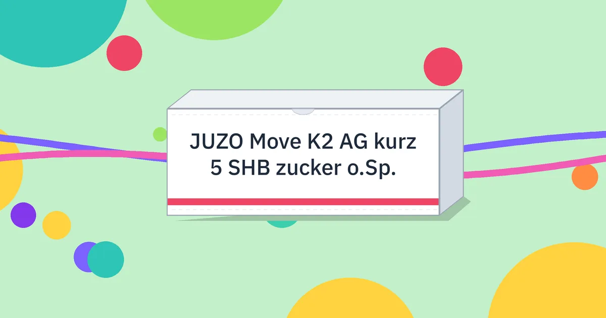 Symbolbild: Packung mit der Aufschrift JUZO Move K2 AG kurz 5 SHB zucker o.Sp. (PZN 18529824) – Verfügbarkeit und Bezug in Apotheken in Frankfurt am Main