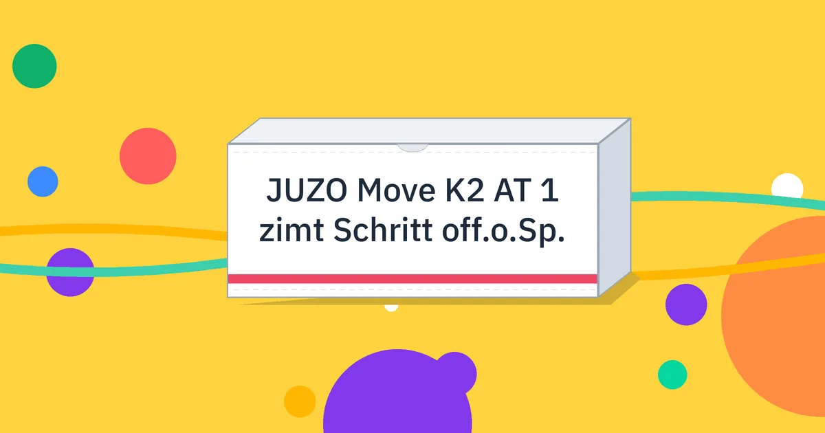 Symbolbild: Packung mit der Aufschrift JUZO Move K2 AT 1 zimt Schritt off.o.Sp. (PZN 20669610) – Verfügbarkeit und Bezug in Apotheken in Frankfurt am Main