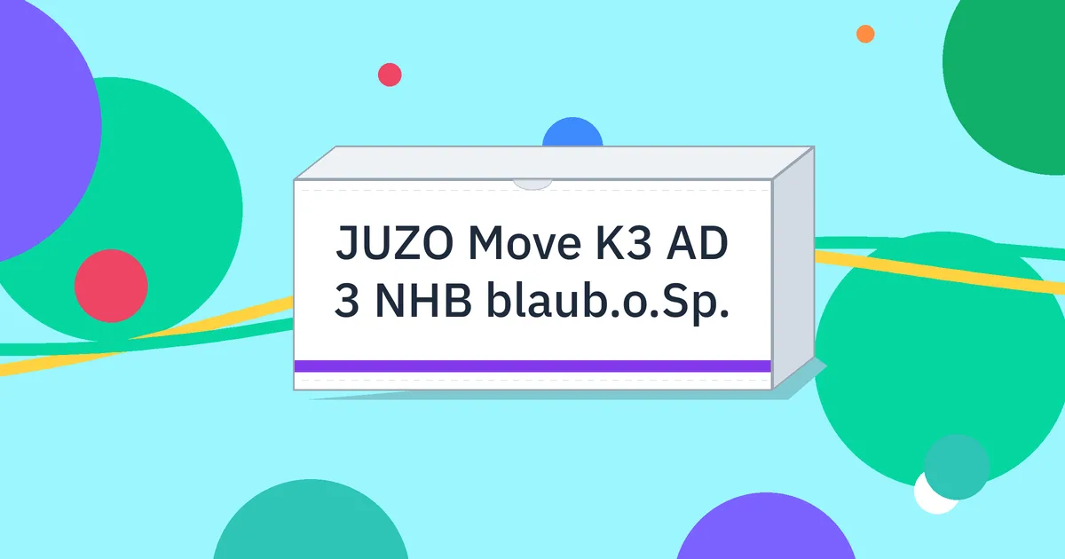 Symbolbild: Packung mit der Aufschrift JUZO Move K3 AD 3 NHB blaub.o.Sp. (PZN 18571358) – Verfügbarkeit und Bezug in Apotheken in Frankfurt am Main