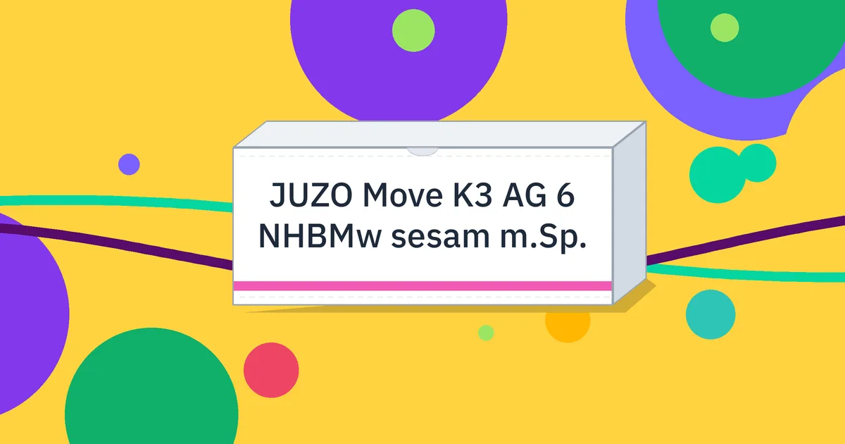 Symbolbild: Packung mit der Aufschrift JUZO Move K3 AG 6 NHBMw sesam m.Sp. (PZN 18575066) – Verfügbarkeit und Bezug in Apotheken in Frankfurt am Main