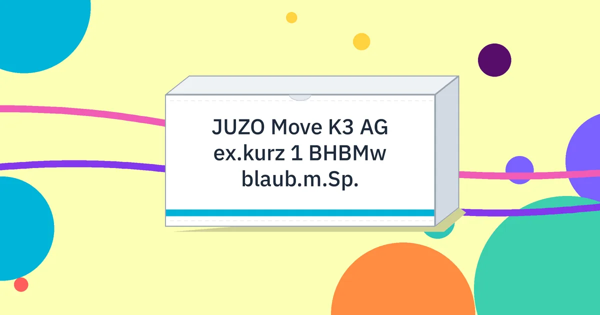 Symbolbild: Packung mit der Aufschrift JUZO Move K3 AG ex.kurz 1 BHBMw blaub.m.Sp. (PZN 18596016) – Verfügbarkeit und Bezug in Apotheken in Frankfurt am Main