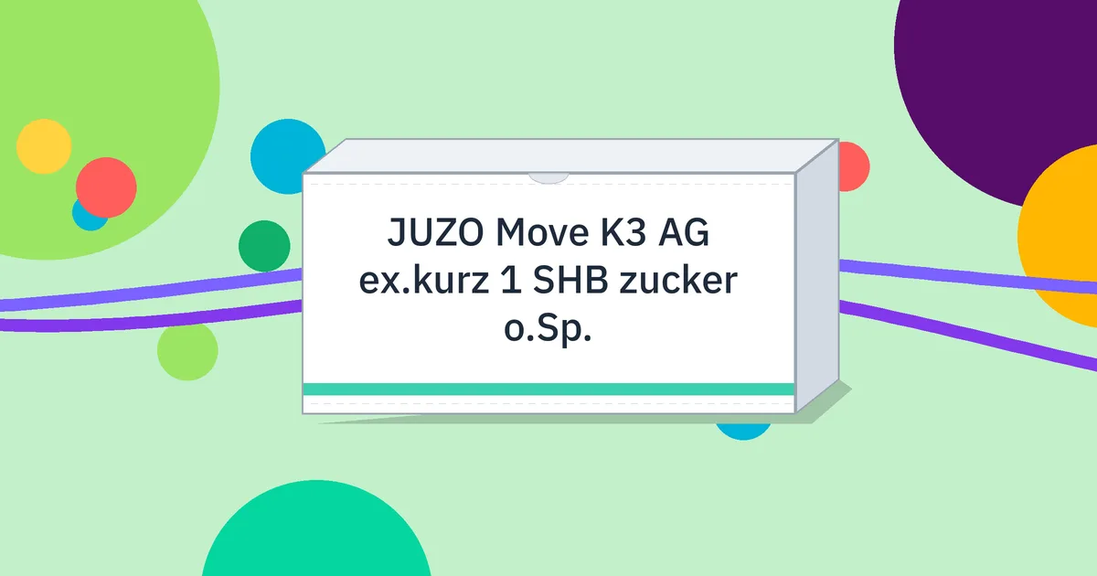 Symbolbild: Packung mit der Aufschrift JUZO Move K3 AG ex.kurz 1 SHB zucker o.Sp. (PZN 18585219) – Verfügbarkeit und Bezug in Apotheken in Frankfurt am Main