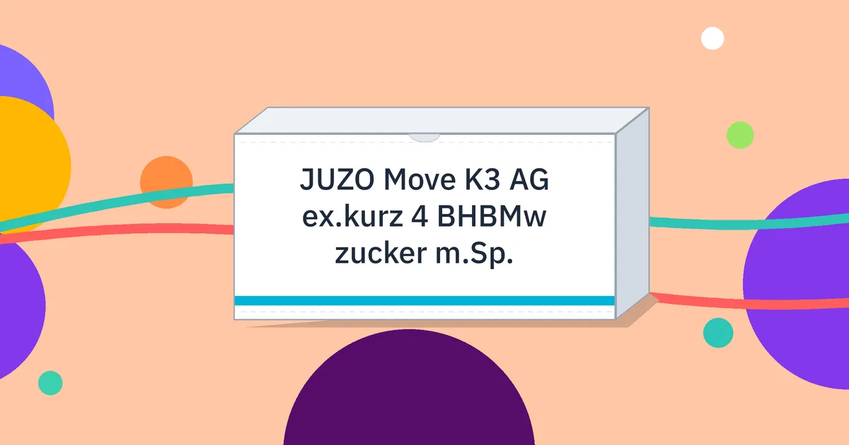 Symbolbild: Packung mit der Aufschrift JUZO Move K3 AG ex.kurz 4 BHBMw zucker m.Sp. (PZN 18584131) – Verfügbarkeit und Bezug in Apotheken in Frankfurt am Main