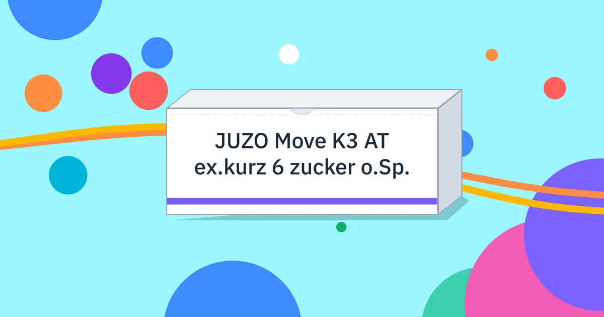 Symbolbild: Packung mit der Aufschrift JUZO Move K3 AT ex.kurz 6 zucker o.Sp. (PZN 20681367) – Verfügbarkeit und Bezug in Apotheken in Frankfurt am Main
