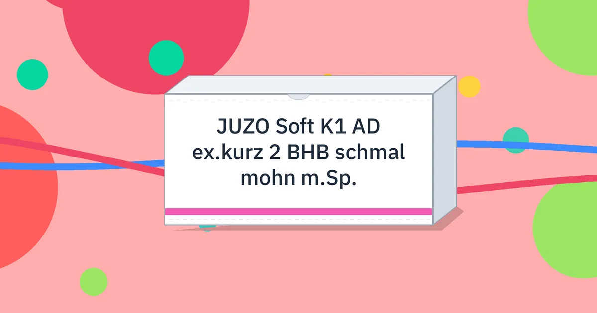 Symbolbild: Packung mit der Aufschrift JUZO Soft K1 AD ex.kurz 2 BHB schmal mohn m.Sp. (PZN 15462605) – Verfügbarkeit und Bezug in Apotheken in Frankfurt am Main